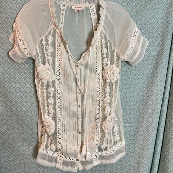 Sundance | Tops | Womens Ivory Embellished Sundance Blouse Size S ...